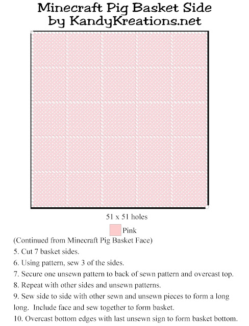 Minecraft Pig Plastic Canvas Basket Pattern