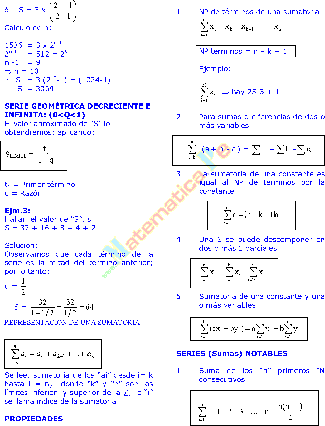 SUMATORIAS EJERCICIOS RESUELTOS