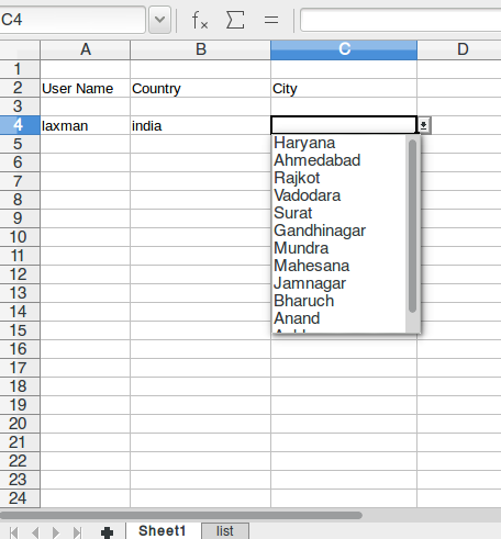 country and city drop-down with dependent in excel sheet - laxman chavda