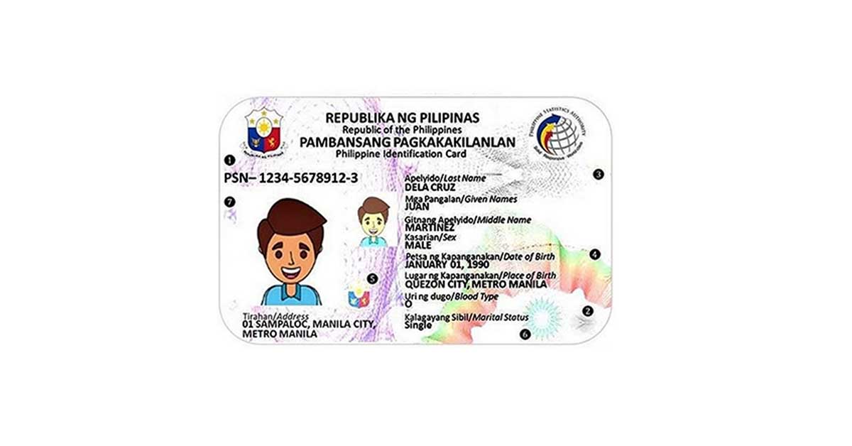(National ID Philippine Card sample. For illustrative purposes from ...