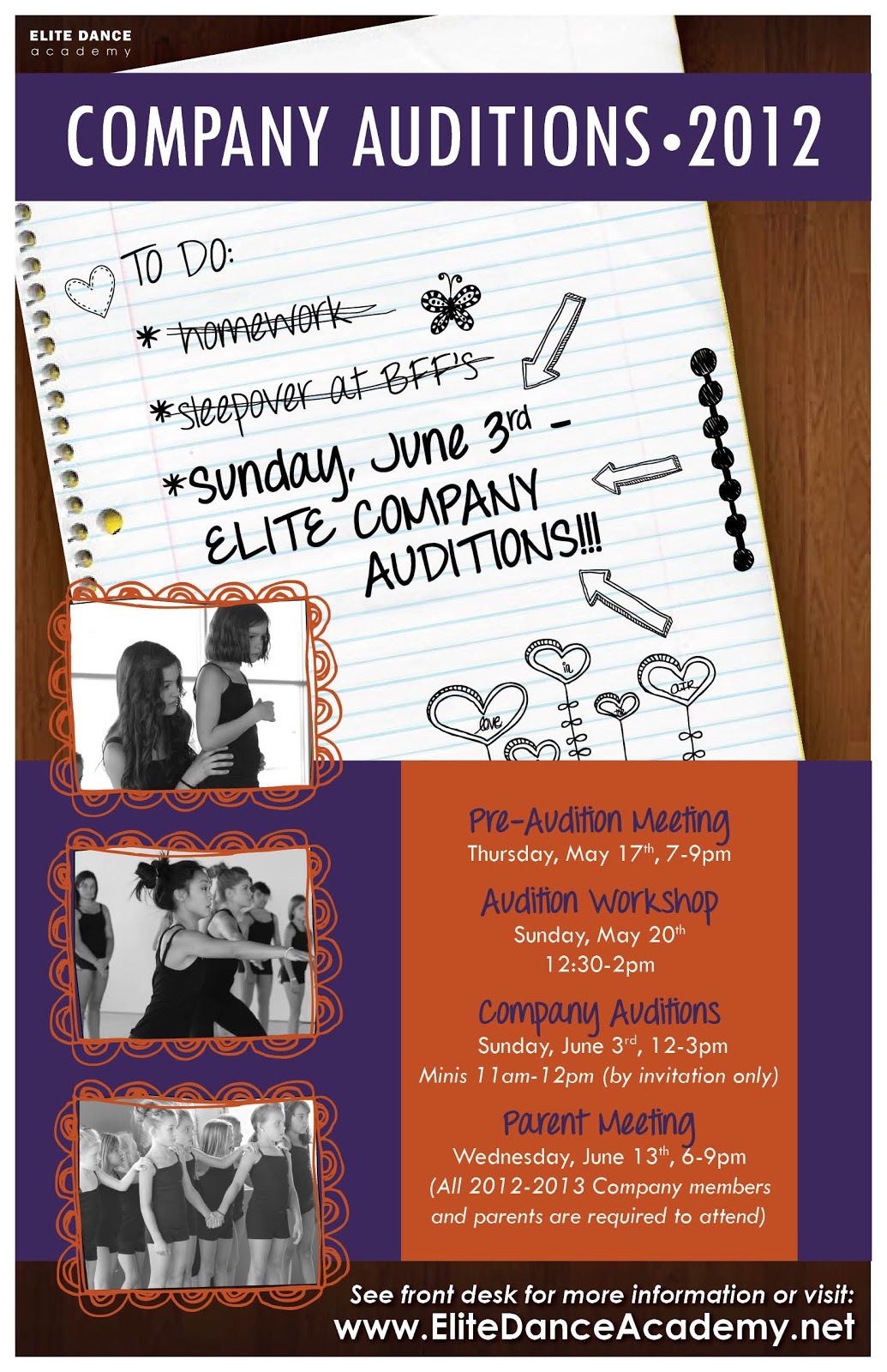 Leslie Designs Stuff: Company Auditions Poster for Elite Dance Academy