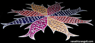 Vanathi's Rangoli / Kolangal: Fishes with Flower - Freehand Rangoli