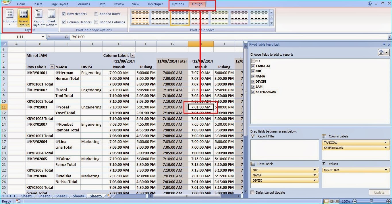 Cara Menggunakan Pivot Table Contoh Kasus Absensi Pegawai | Erns Excel