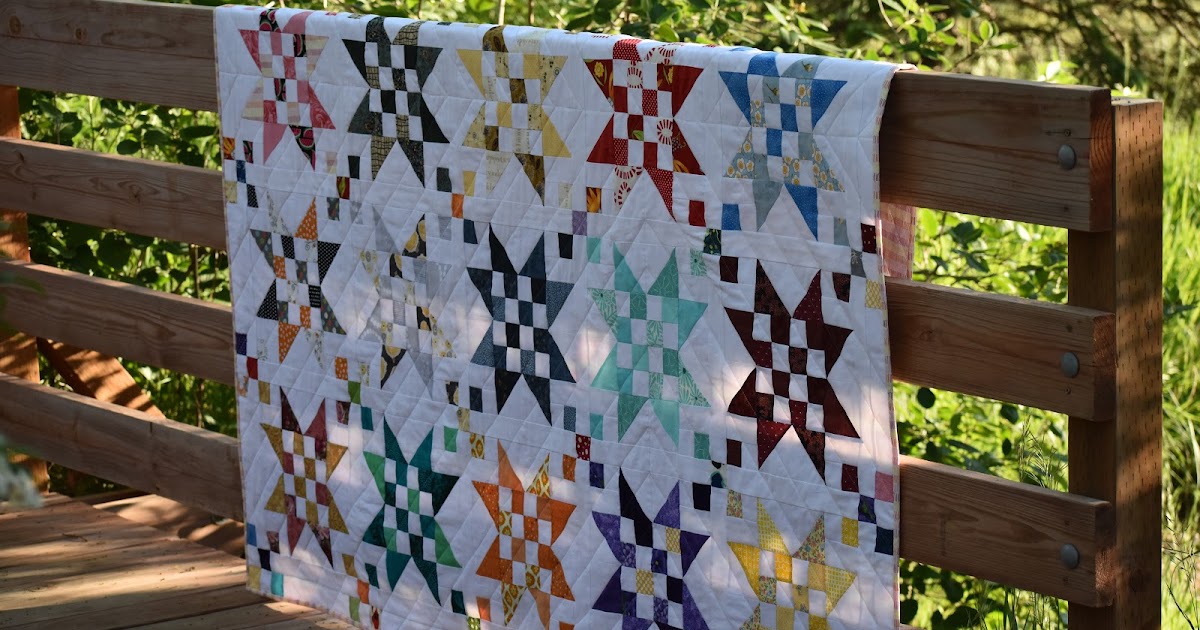 Little Penguin Quilts: Blogger's Quilt Festival: Rainbow Scrap Jar Stars