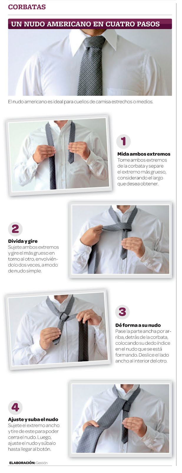 De todo un poco...: Nudo de corbata americano en cuatro pasos