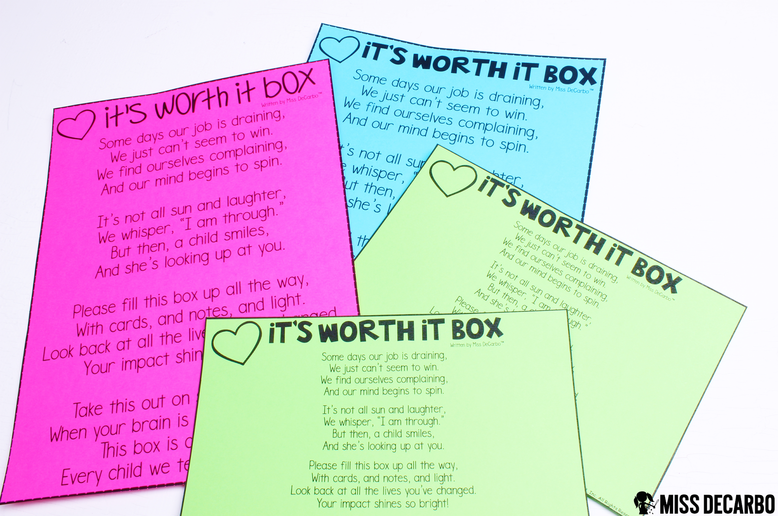 It's Worth It Box! Free Poem Printable - Miss DeCarbo