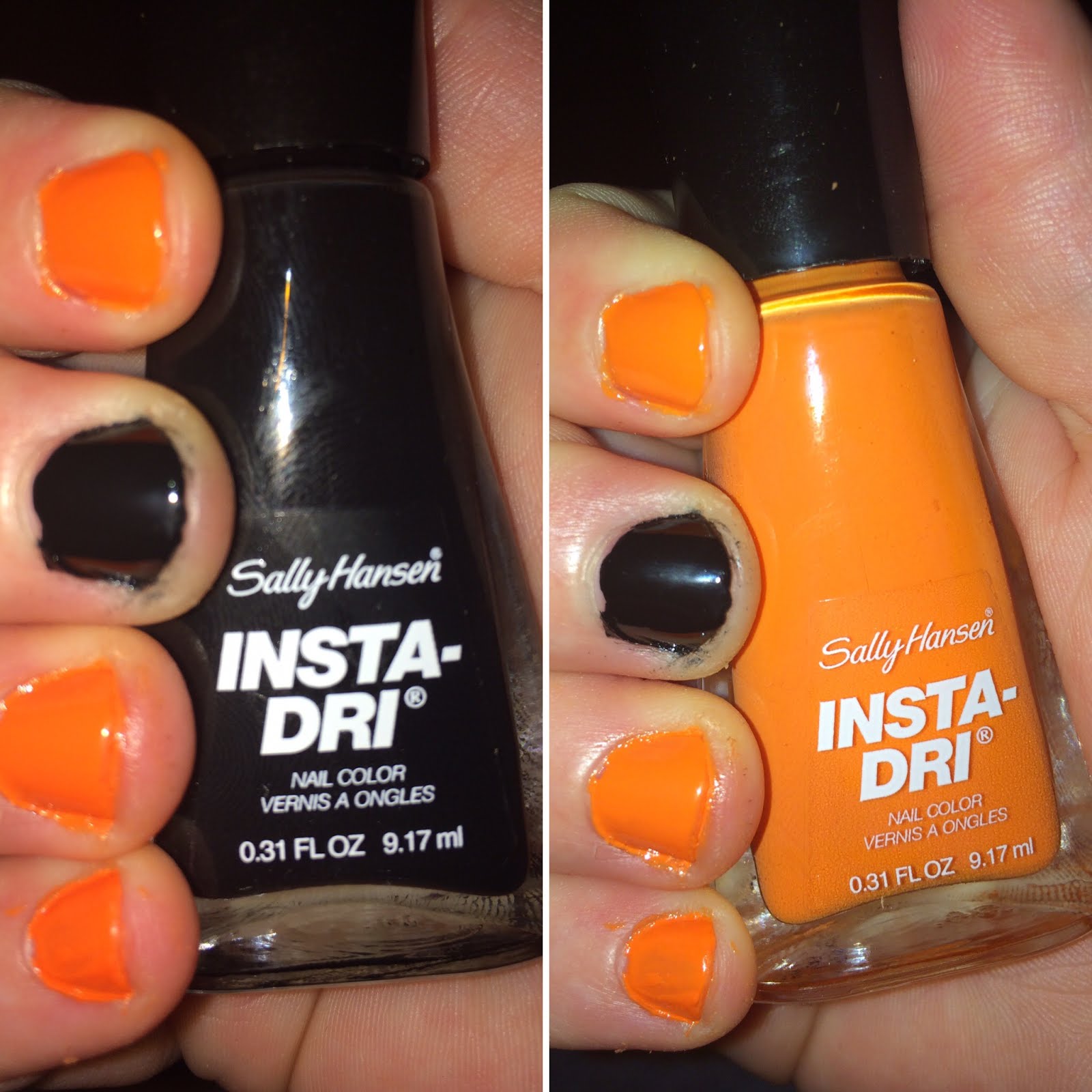 Sally Hansen Insta-Dri in Orange Zest and Black to Black Review:
