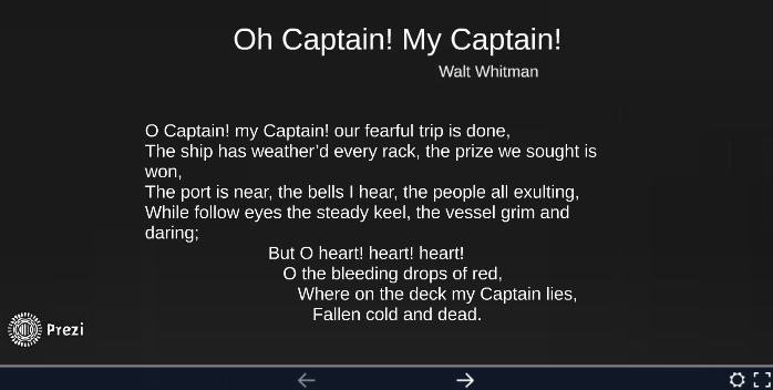 Cloud Nine Classroom: Poetry- Oh Captain, My Captain by Walt Whitman ...
