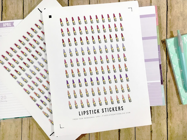 five sixteenths blog: Free Sticker Friday // Watercolor Lipstick Stickers