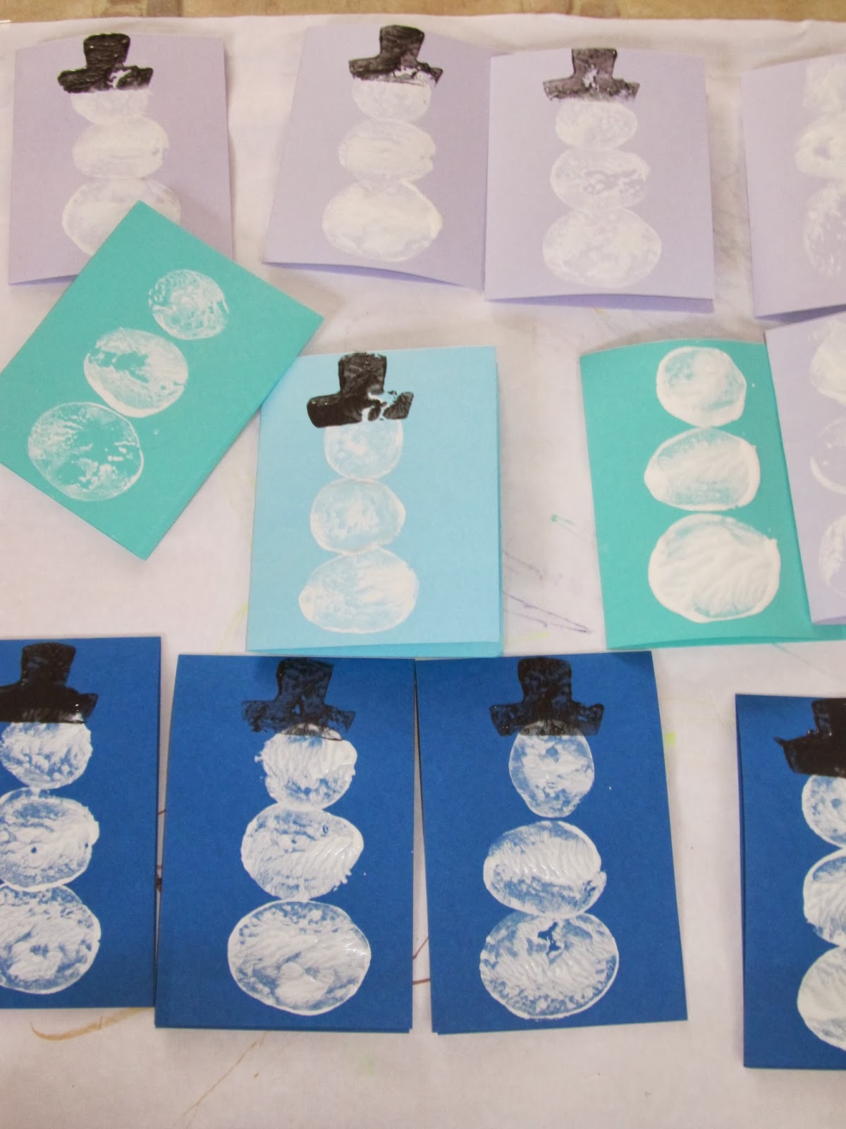 Kitchen Floor Crafts: Potato Print Snowmen