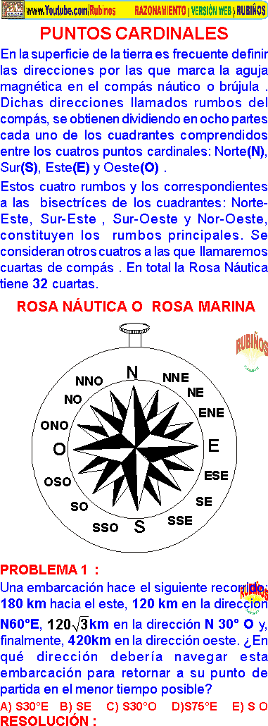PUNTOS CARDINALES EJERCICIOS RESUELTOS PDF HABILIDAD LÓGICA MATEMATICA