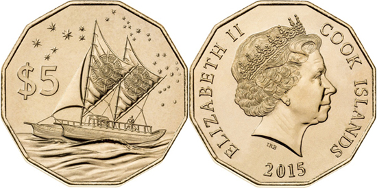 World Coin News: Cook Islands 5 dollars 2015 - Marumaru Atua