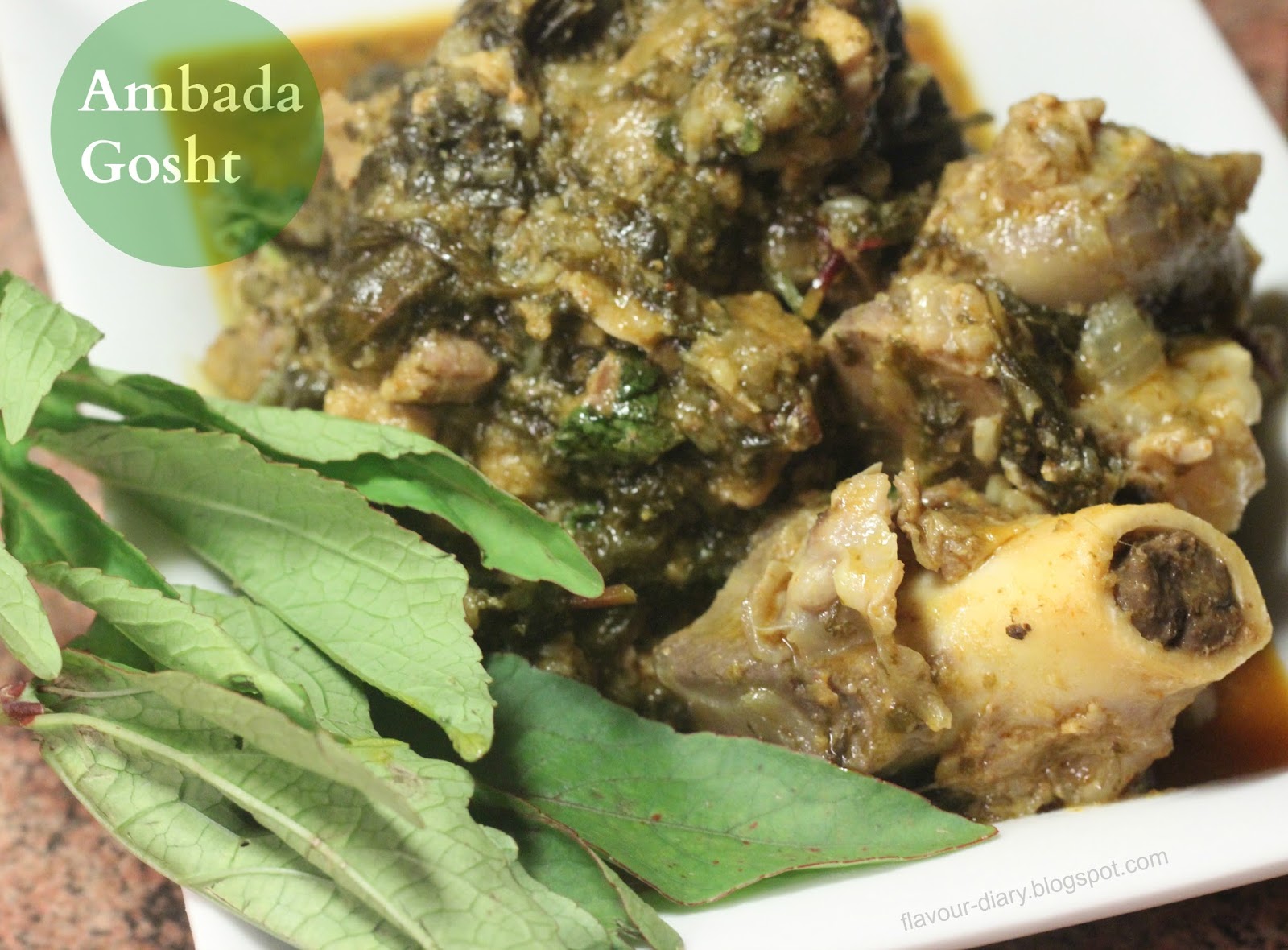 Flavour Diary: Ambada Gosht / Gongura mamsam - Lamb in Sour Leaves