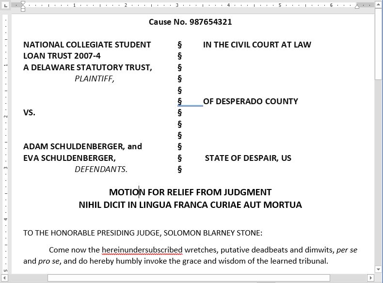 Consumer Debt Litigation (mostly Texas): [Form] Motion to Vacate ...