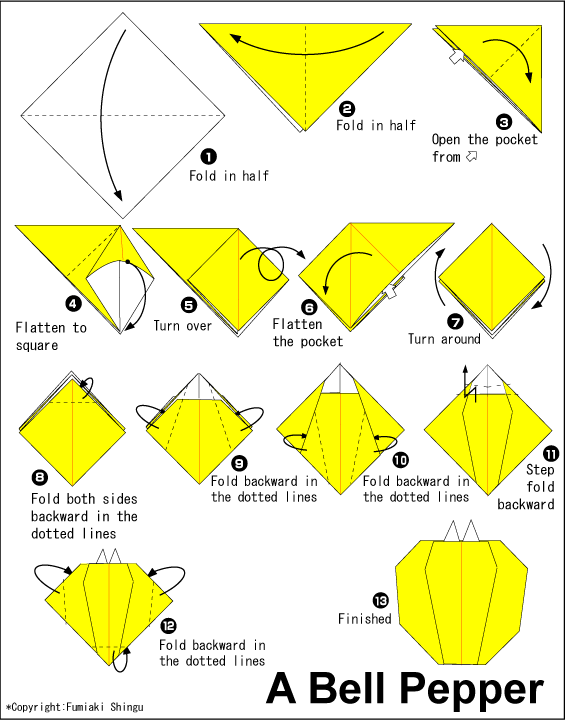 Bell Pepper - Easy Origami instructions For Kids