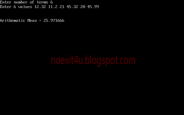 C PROGRAM: TO CALCULATE ARITHMETIC MEAN OF N NUMBERS ~ noexit4u.com