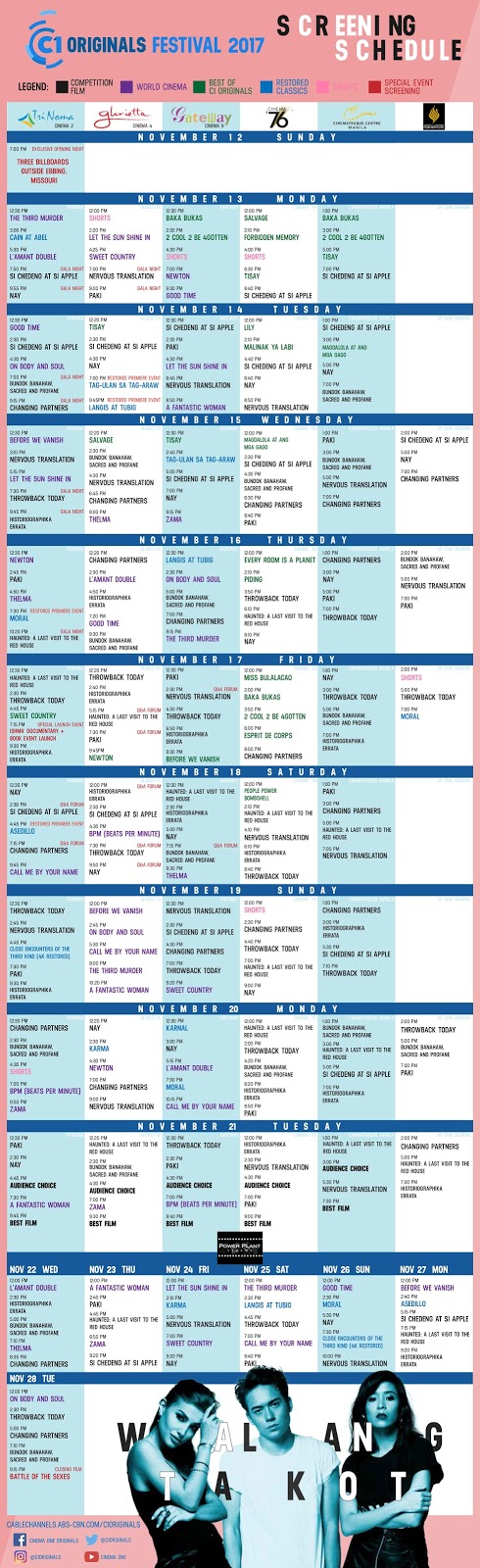 Here's the Complete Schedule of Cinema One Originals Festival 2017