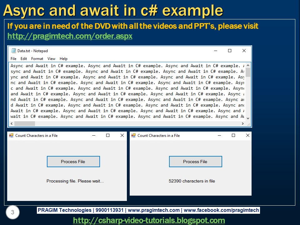 Sql Server Net And C Video Tutorial Async And Await In C Example