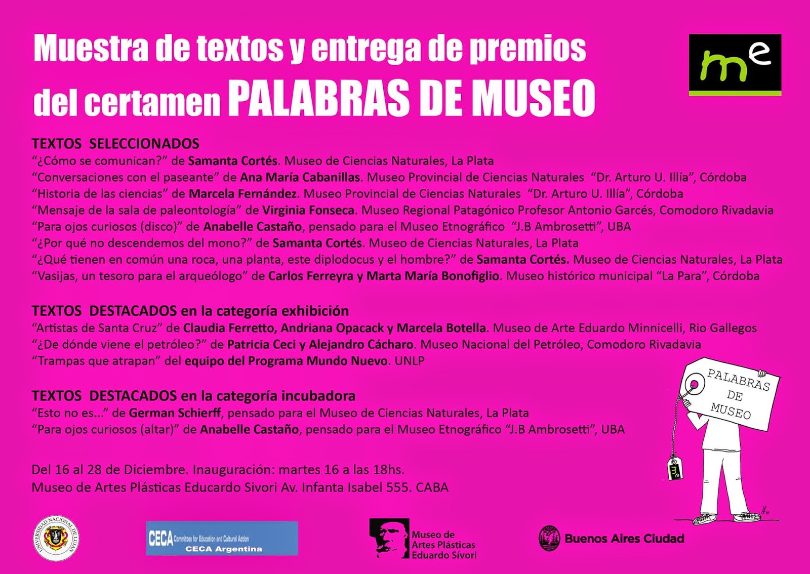 Muestra de textos y entrega de premios del certamen PALABRAS DE MUSEO ...