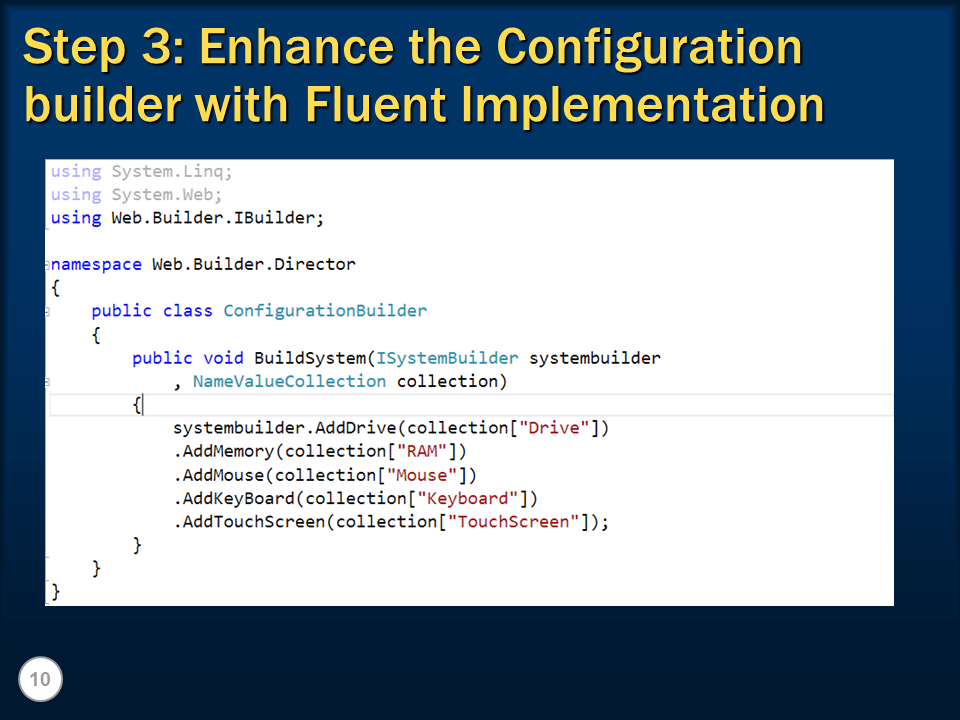 Sql Server Net And C Video Tutorial Fluent Builder Design Pattern Slides