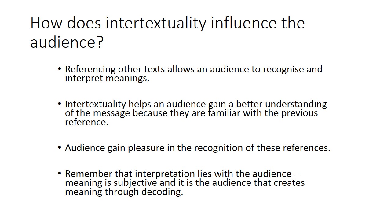 AS Media: Intertextuality PPT slides and video link