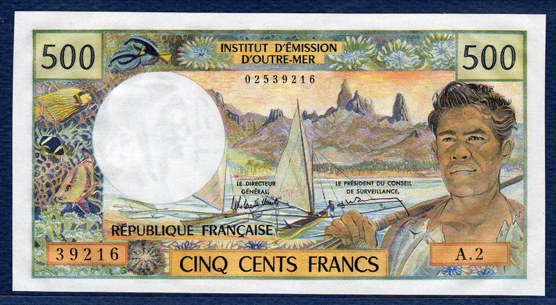 French Pacific Territories banknotes CFP 500 Pacific Francs note 1970 ...