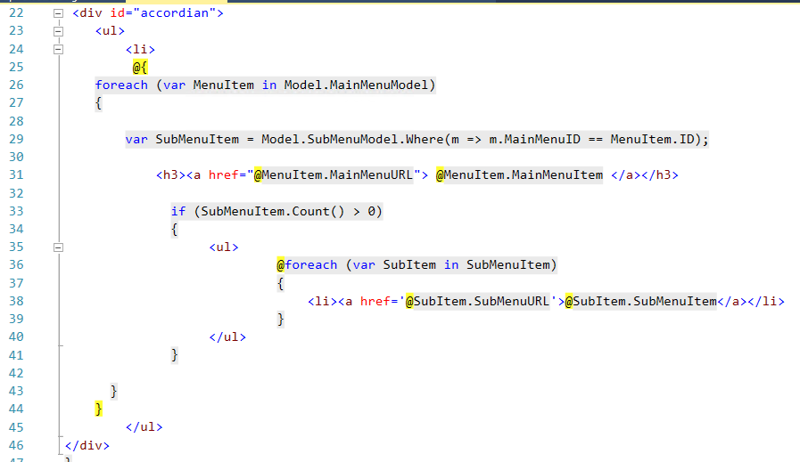 Dotnet Accordion Menu Using Jquery In Mvc