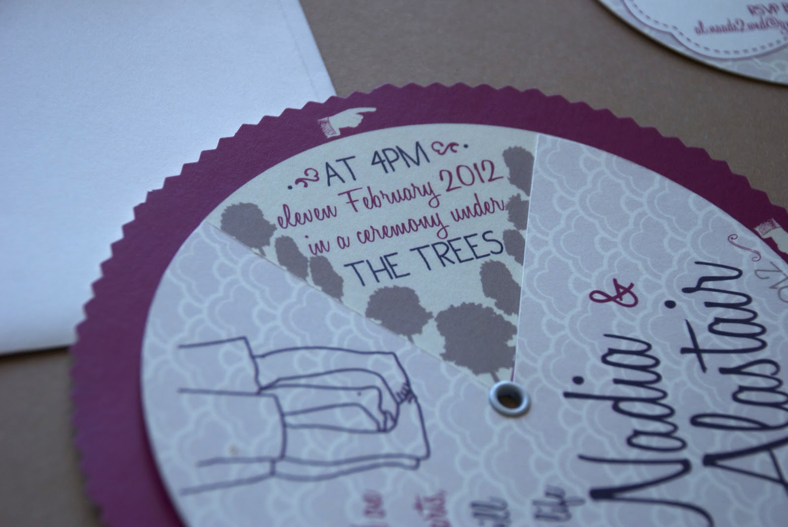 MochoLoco: Nadia and Alastair's Wheel Invitations