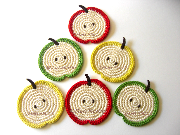Crochet Coasters Fruit Salad Mix Apple Slice ~ Crochet Colorful