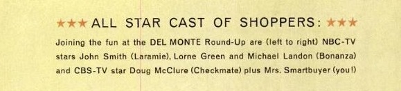 1960's advertising and pop culture: DEL MONTE ROUNDUP featuring TV cowboys