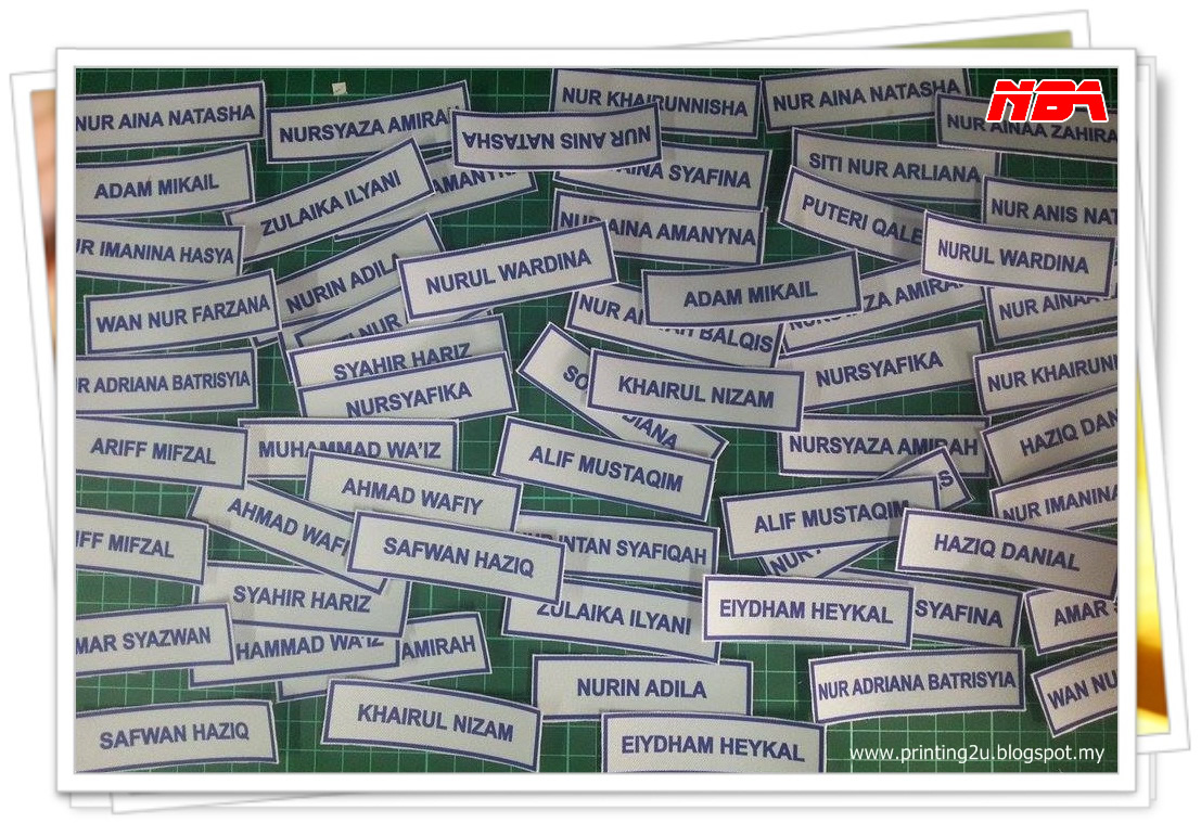 Name Tag Murid Sekolah (Cetakan Komputer) | PRINTING ONLINE NBA