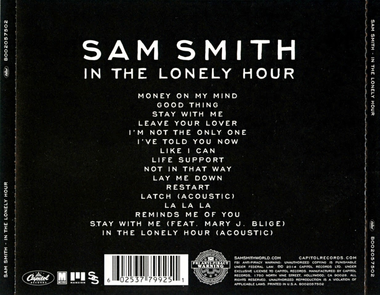 Encarte: Sam Smith - In The Lonely Hour (Target Deluxe Edition ...