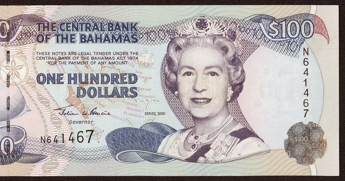 Bahamas 100 Dollars banknote 2000 Queen Elizabeth II|World Banknotes ...