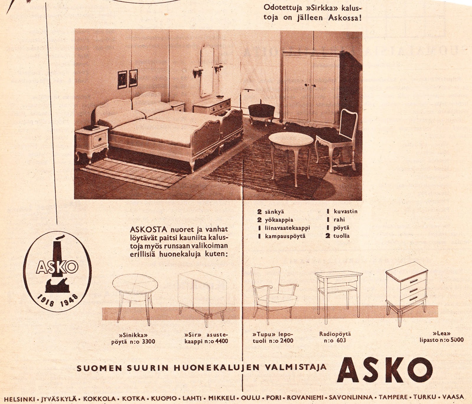 Vanhoja mainoksia: Asko 100 v.