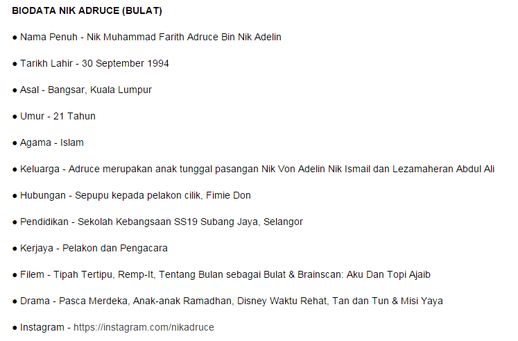 Wajah Terkini Nik Adruce Pelakon Filem Tentang Bulan Yang Sungguh ...