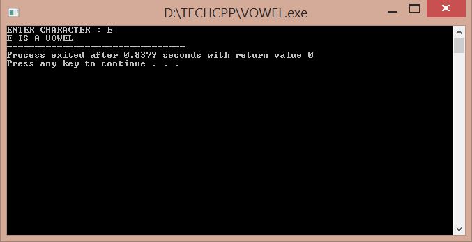 C Program To Check Whether Given Character Is Vowel Or Consonant Devcppgcc Techcpp