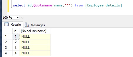 Microsoft Business Intelligence: Quotename function in SQL server
