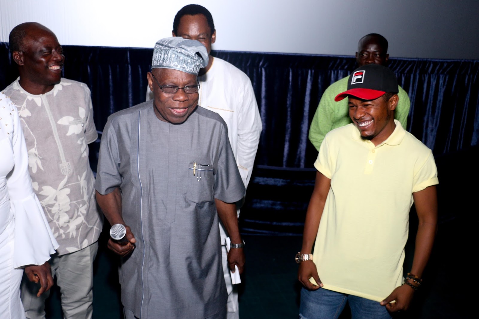Tunde Kelani, Oga Bello, Chief Olusegun Obasanjo, Spiff at the official ...