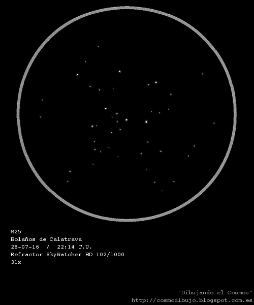 Dibujando el cosmos: Observación de Messier 25