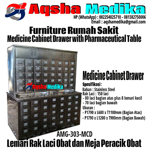 Lemari Rak Laci Obat plus Meja Racik Obat Apotik Farmasi Rumah Sakit ...