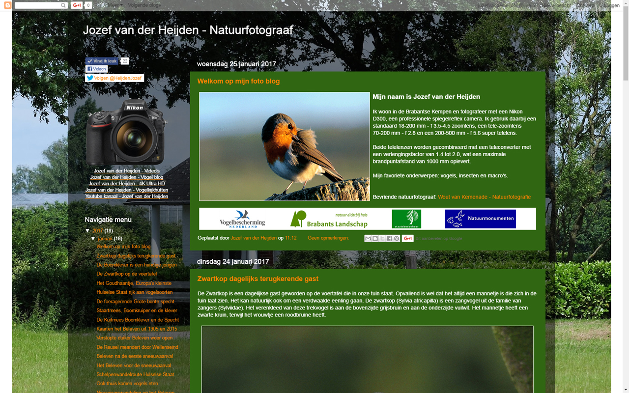 Jozef van der Heijden - Natuurfotografie: Mijn websites in een nieuw jasje