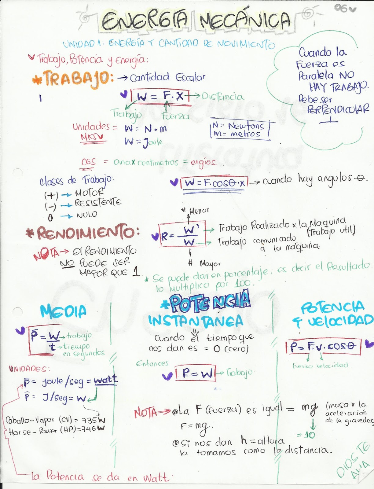 TRABAJO POTENCIA Y ENERGÍA