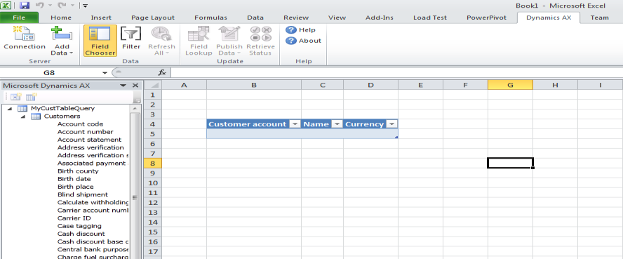 Using the Dynamics Ax Office Add-in