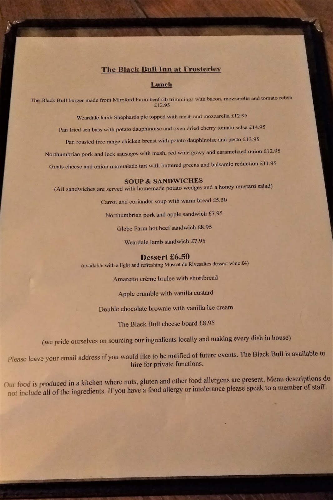 The Secret Diner: The Black Bull Inn at Frosterley