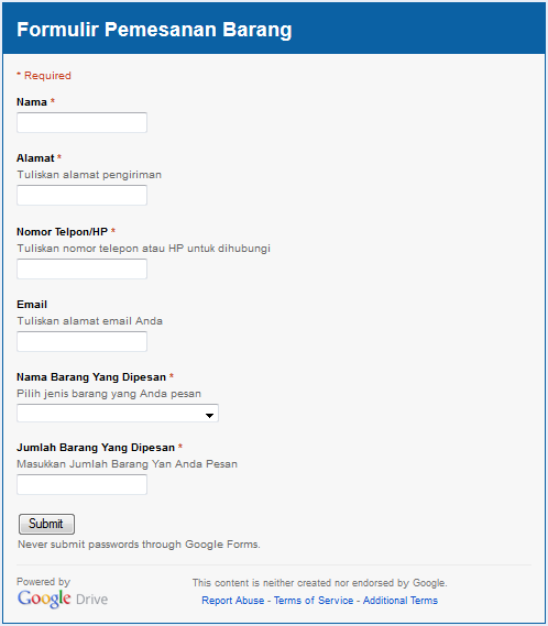 Panduan Google Docs - Cara Membuat Formulir dan Menyisipkan Formulir ke ...