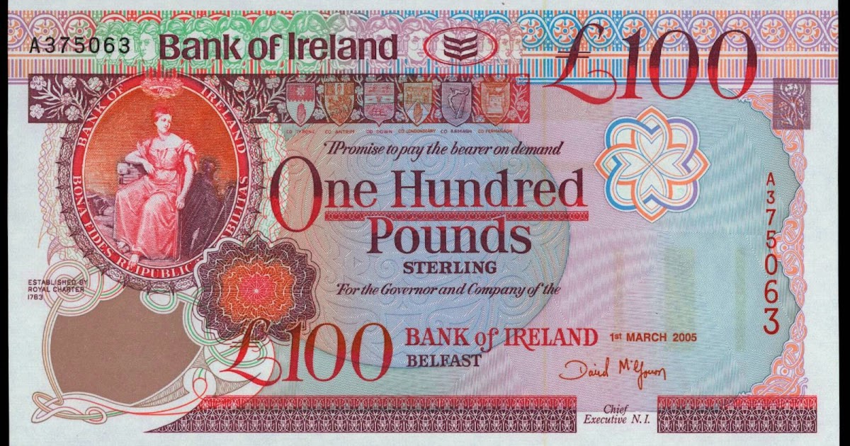 Bank of Ireland 100 Pound note 2005|World Banknotes & Coins Pictures ...