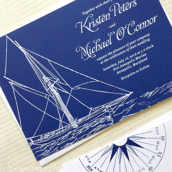 Concertina Press - Stationery and Invitations: Yacht Wedding Invitations