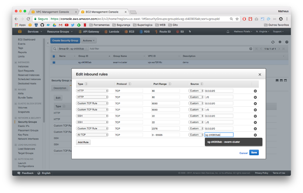 Docker Swarm :: Criando um cluster de EC2 na Amazon AWS com Docker ... Docker Swarm :: Criando um cluster de EC2 na Amazon AWS com Docker ...