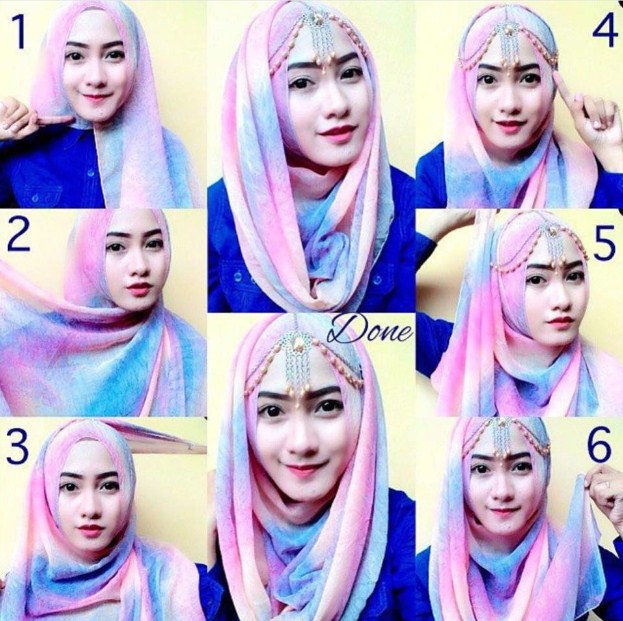 Contoh Tutorial Hijab Pashmina Kashmir Modern Cantik