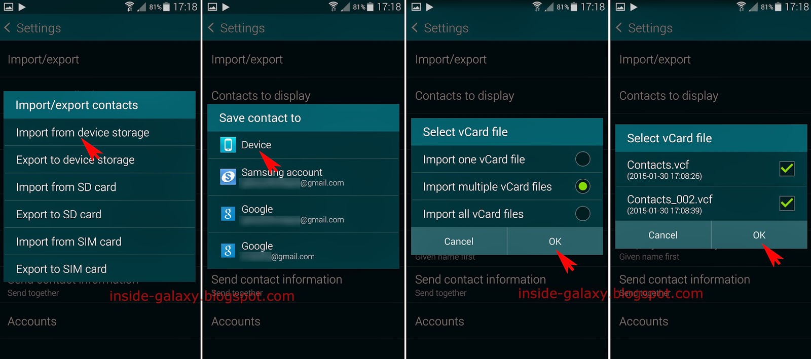 Inside Galaxy: Samsung Galaxy S5: How to Import Contacts From Device ...